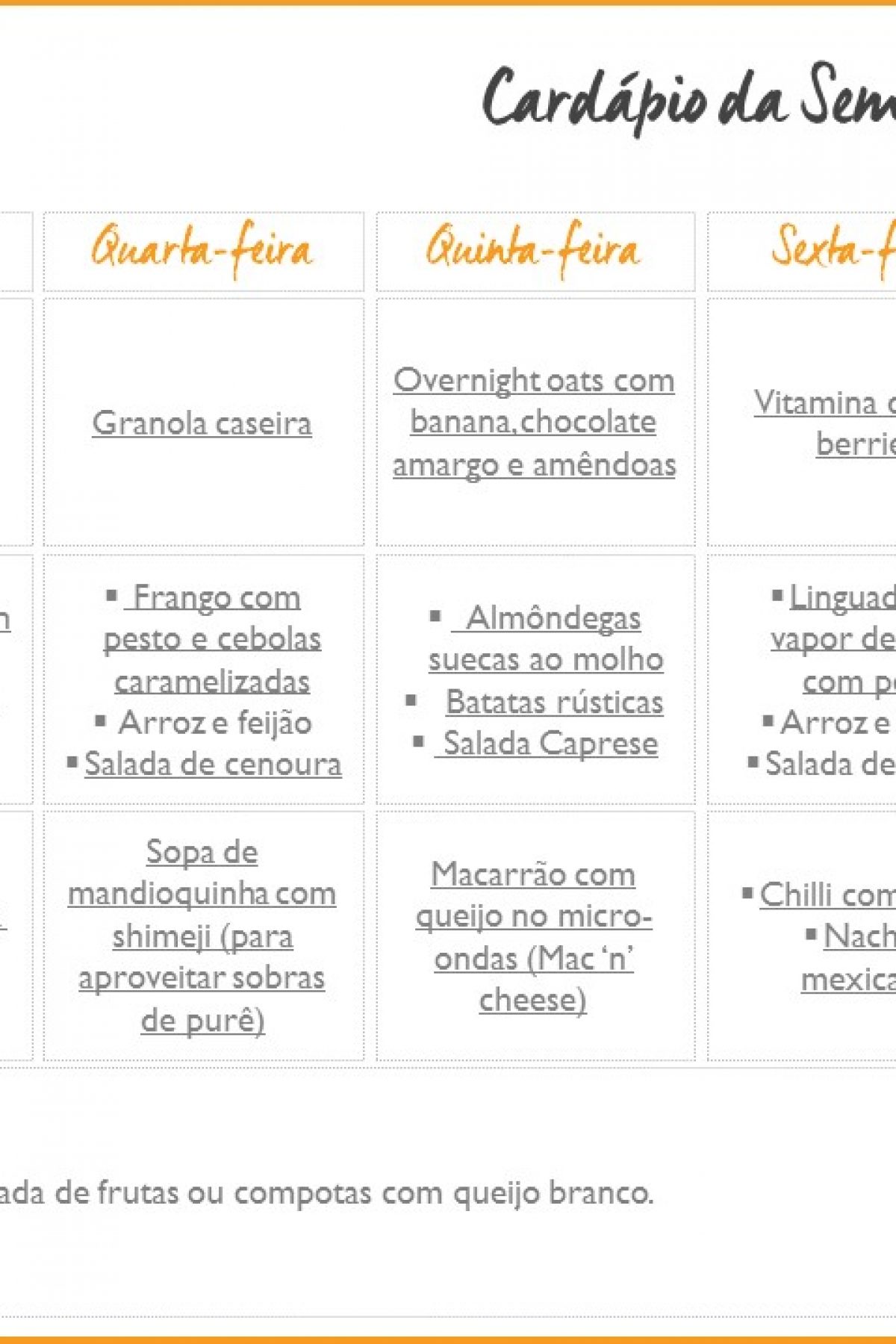 Cardápio da Semana: seleção de receitas para a semana inteira! (n. 1 ...